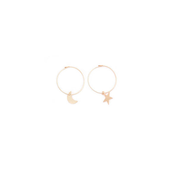 moon & star hoops – gold & gray